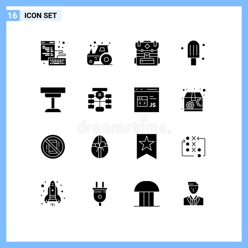 Solid Glyph Pack of 16 Universal Symbols of Interior, Desk, Bag, Decor ...