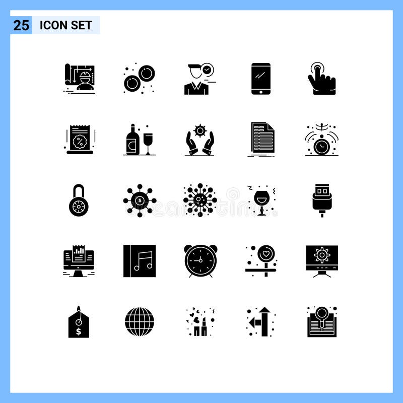 Solid Glyph Pack of 25 Universal Symbols of Iphone, Mobile, Time, Smart ...