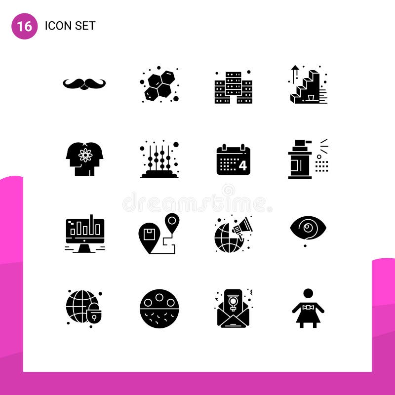 Solid Glyph Pack of 16 Universal Symbols of Management, Human, Digital ...