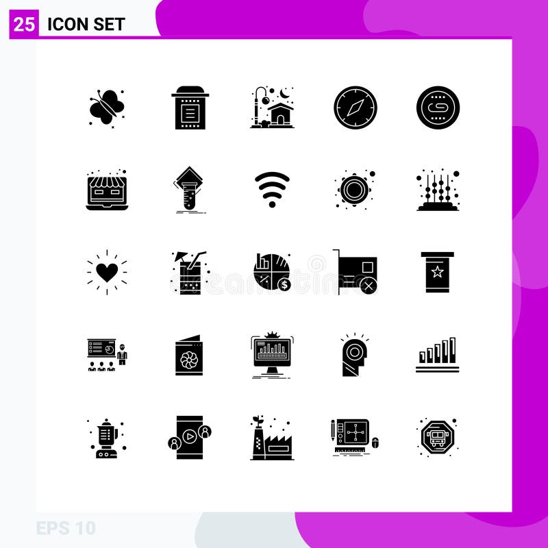 Solid Glyph Pack of 25 Universal Symbols of Navigation, Gps, Party ...