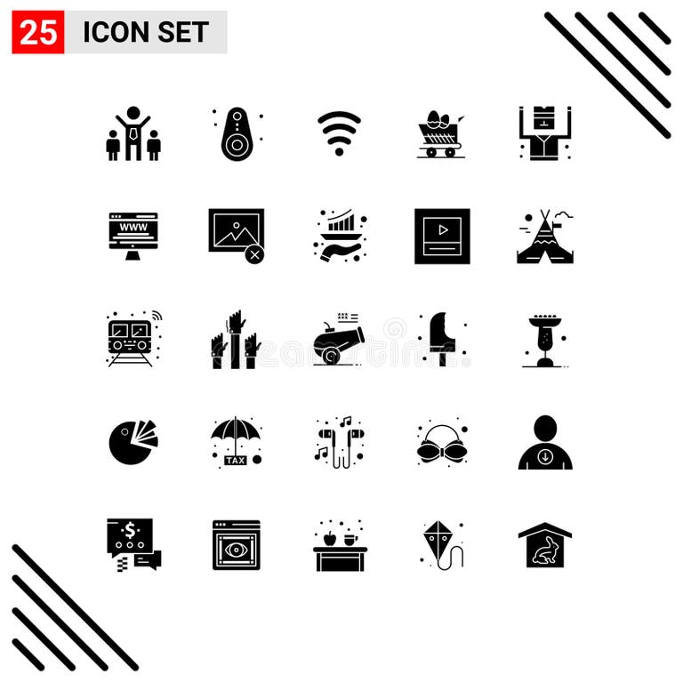 Solid Glyph Pack of 25 Universal Symbols of Security, Criminal, Servics ...