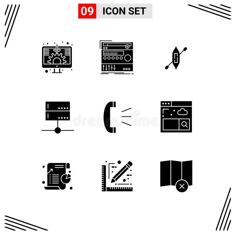 Solid Glyph Pack of 9 Universal Symbols of Signal, Devices, Studio ...