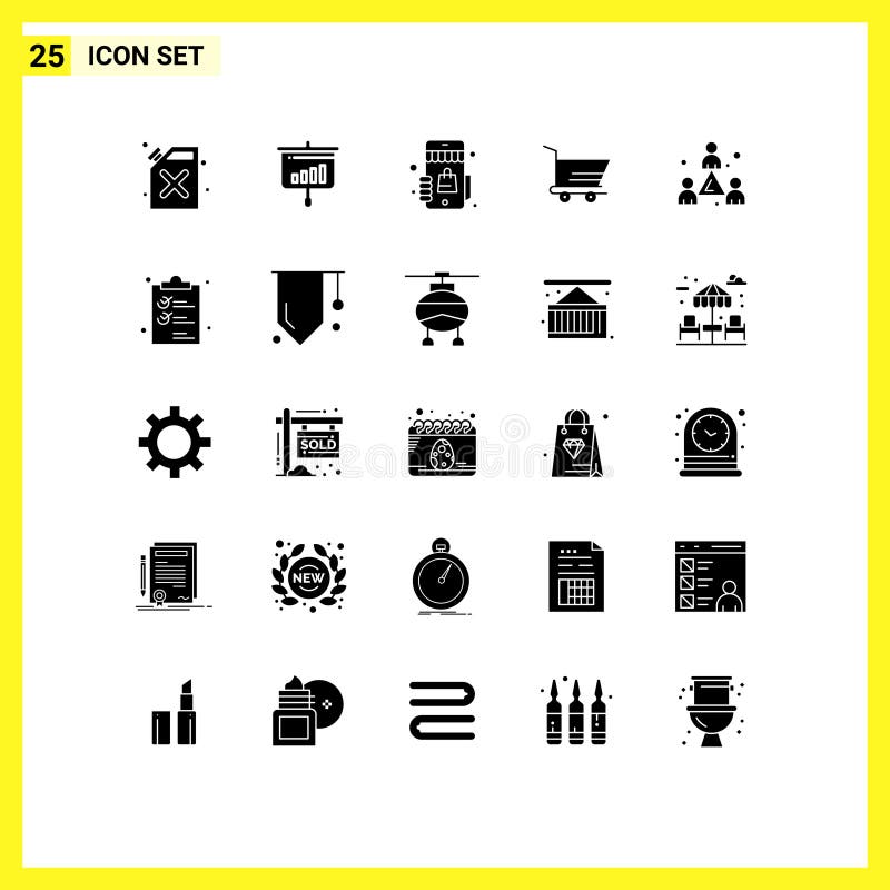 Solid Glyph Pack of 25 Universal Symbols of Staff, Colleague ...