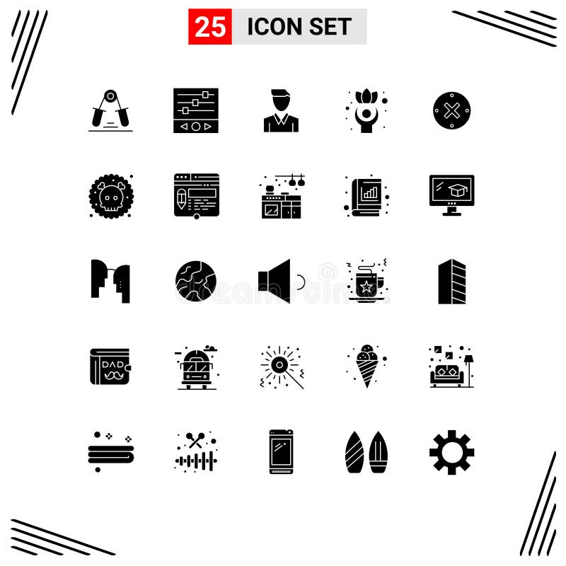 Solid Glyph Pack of 25 Universal Symbols of Wellness, Healthy, Sound ...