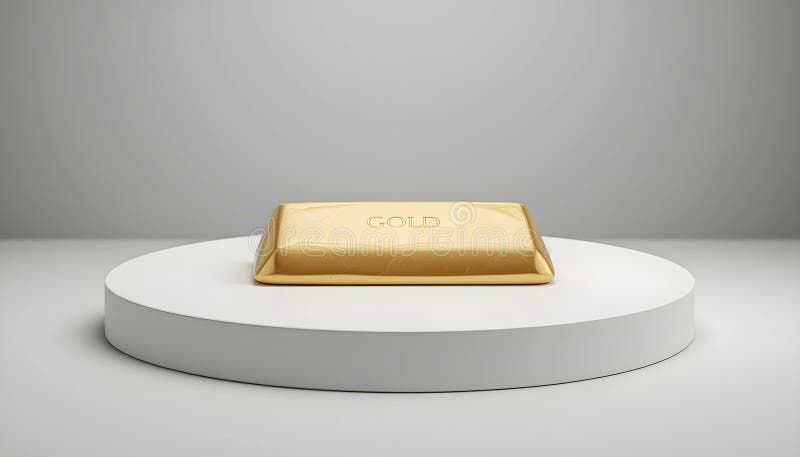 Solid Gold Bar on White Padestal Stock Illustration - Illustration of ...