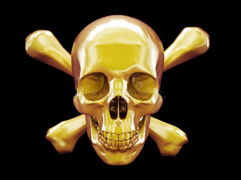 Golden Skull and Crossbones Stock Illustration - Illustration of gold ...