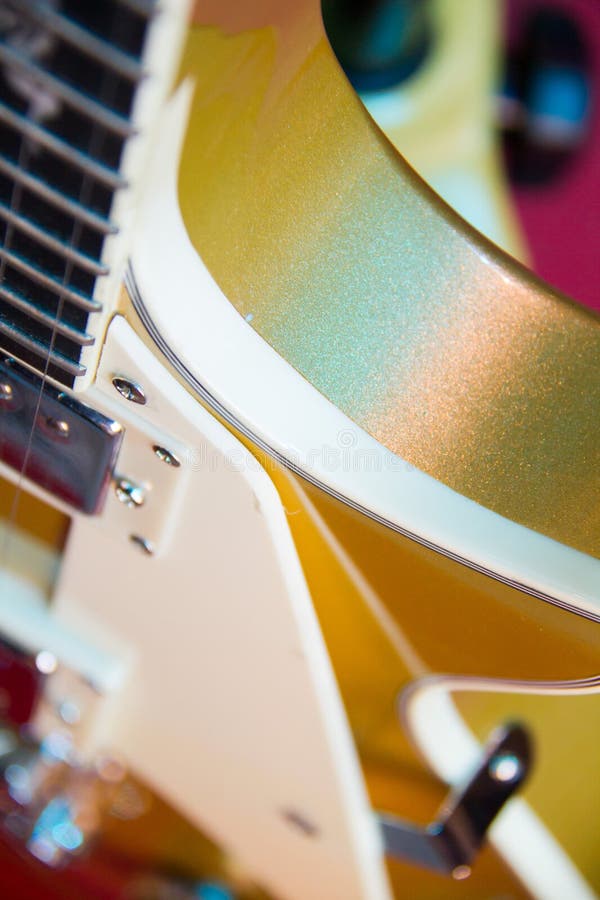 Solid Gold Top Electric Guitar Les Paul Style Stock Image - Image of ...