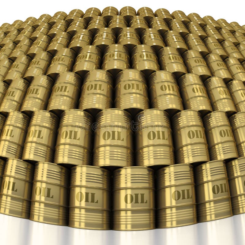 Solid Golden Wall of Oil Barrels Stock Illustration - Illustration of ...