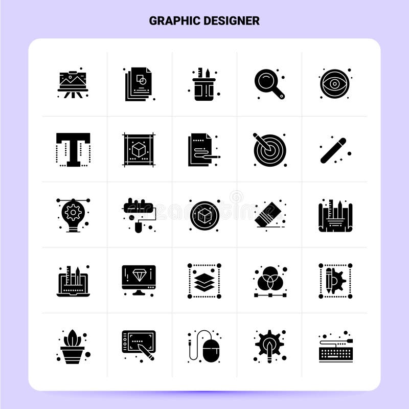 25 Graphic Designer Icon Set. 100 Editable EPS 10 Files Stock Vector ...