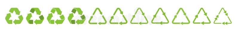 Solid Green Recycle Triangle Arrow Symbols Set Stock Vector ...