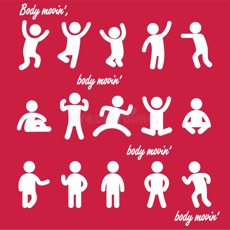 White Icons of People Icon Symbol, Simple Figures in Simple Poses Low ...