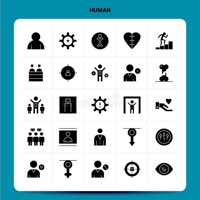Solid 25 Human Icon Set. Vector Glyph Style Design Black Icons Set ...