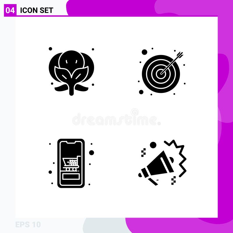 Solid Icon Set. Pack of 4 Glyph Icons Isolated on White Background for Web Print and Mobile ...