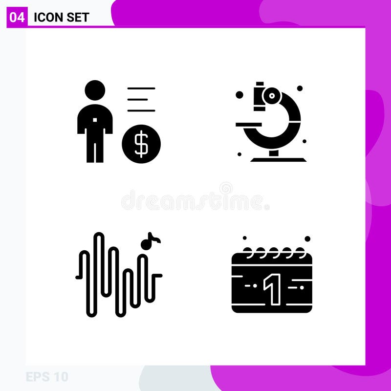 Solid Icon Set. Pack of 4 Glyph Icons Isolated on White Background for Web Print and Mobile ...