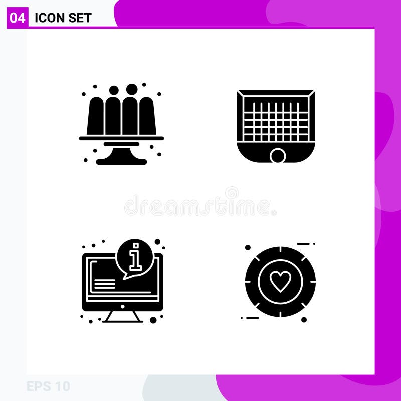 Solid Icon Set. Pack of 4 Glyph Icons Isolated on White Background for Web Print and Mobile ...