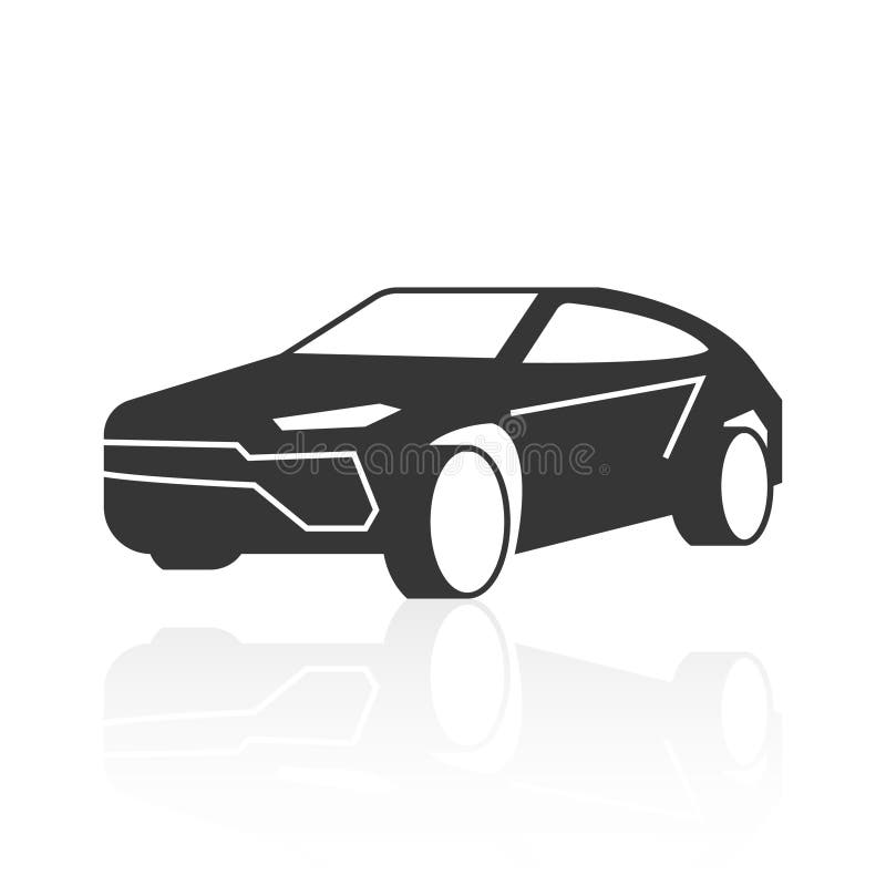Solid Icons for Car Side View and Shadow Vector Illustrations Stock ...