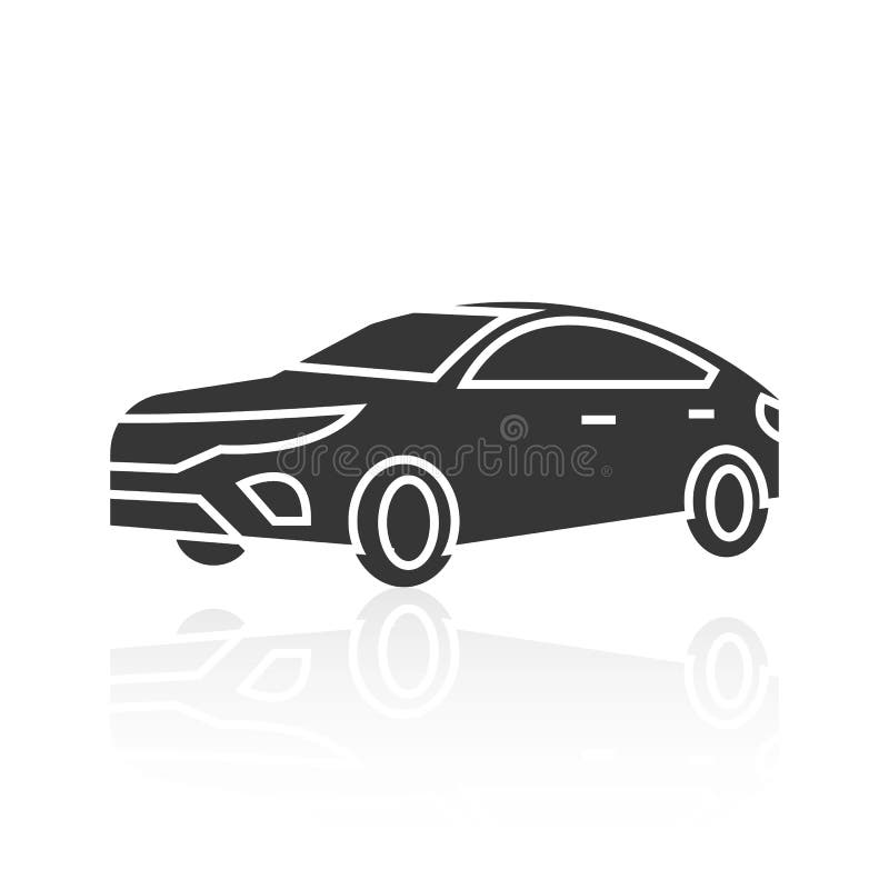 Solid Icons for Car Side View and Shadow,vector Illustrations Stock ...