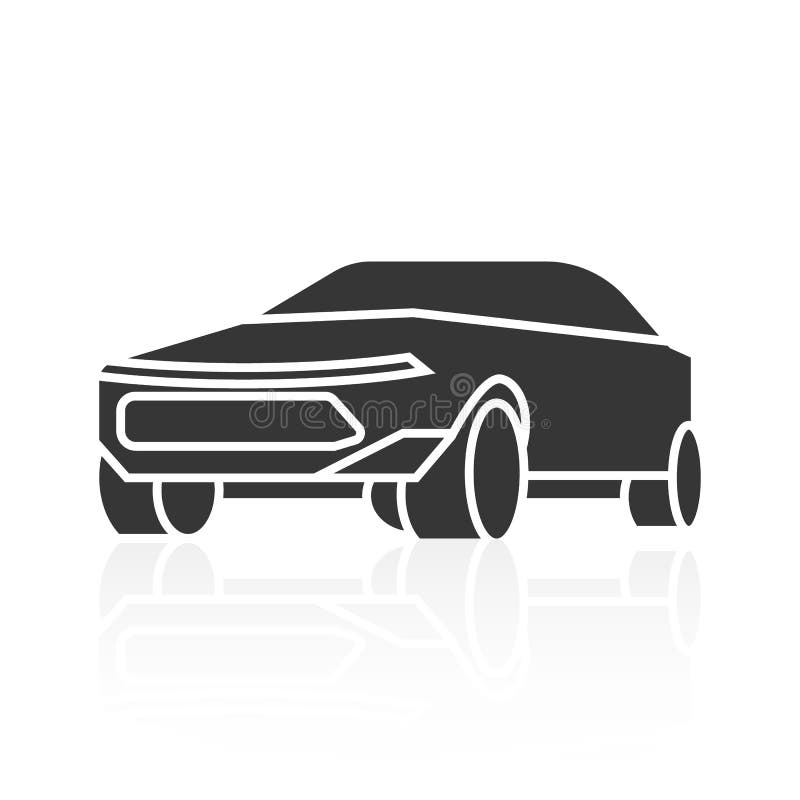Solid Icons for Car Side View and Shadow,vector Illustrations Stock ...