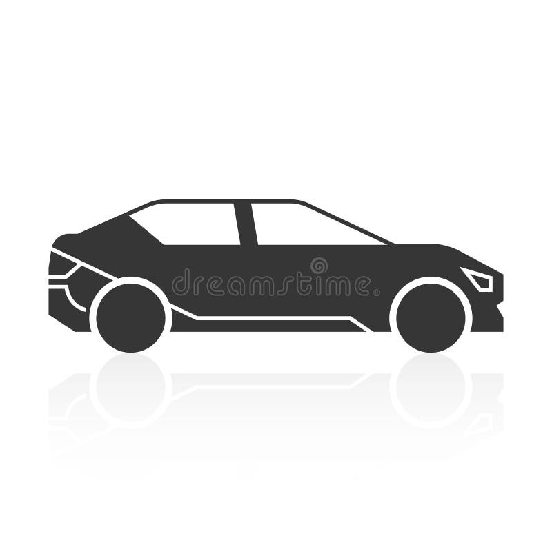 Solid Icons for Car Side View and Shadow,vector Illustrations Stock ...