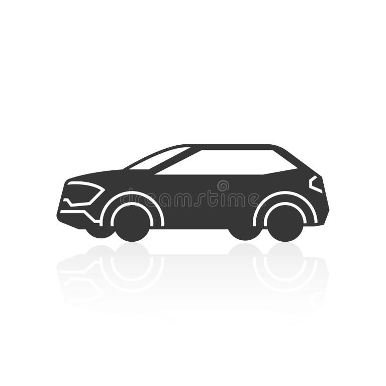 Solid Icons for Car Side View and Shadow,vector Illustrations Stock ...