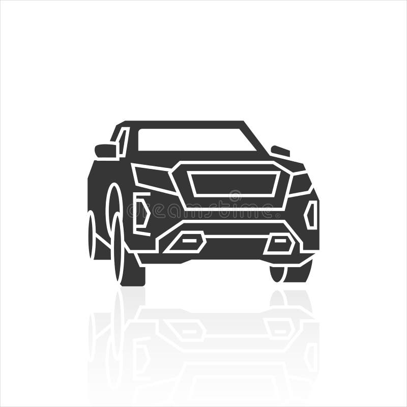 Solid Icons for Car Side View and Shadow,vector Illustrations Stock ...