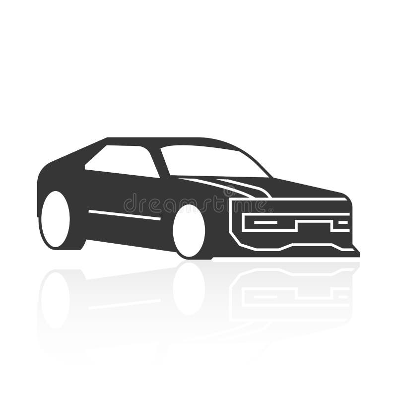 Solid Icons for Car Side View and Shadow,vector Illustrations Stock ...