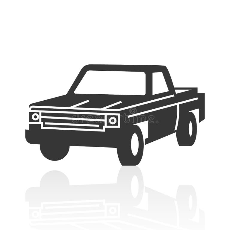 Solid Icons for Pickup Truck and Shadow,vector Illustrations Stock ...