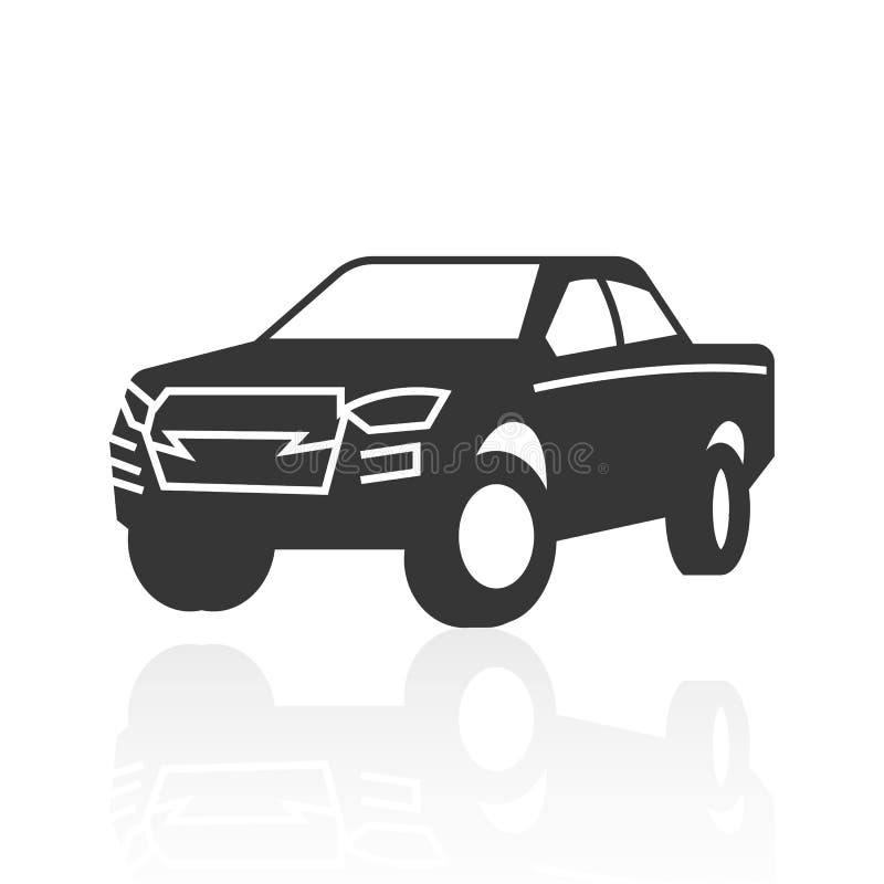 Solid Icons for Pickup Truck and Shadow,vector Illustrations Stock ...