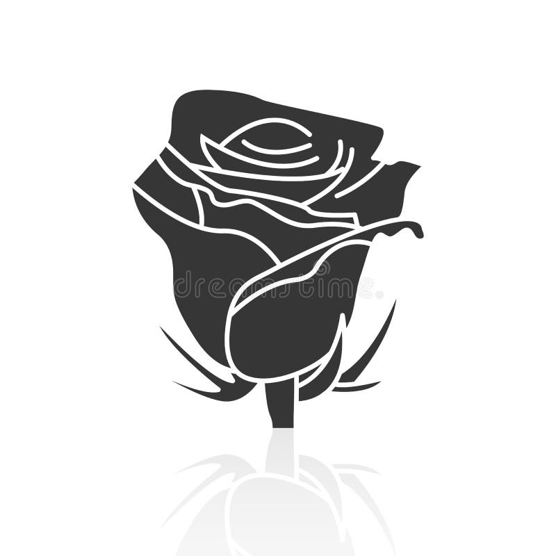 Solid Icons for Rose Flower and Shadow,vector Illustrations Stock ...