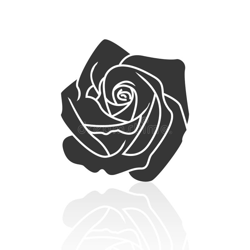 Solid Icons for Rose Flower and Shadow,vector Illustrations Stock ...