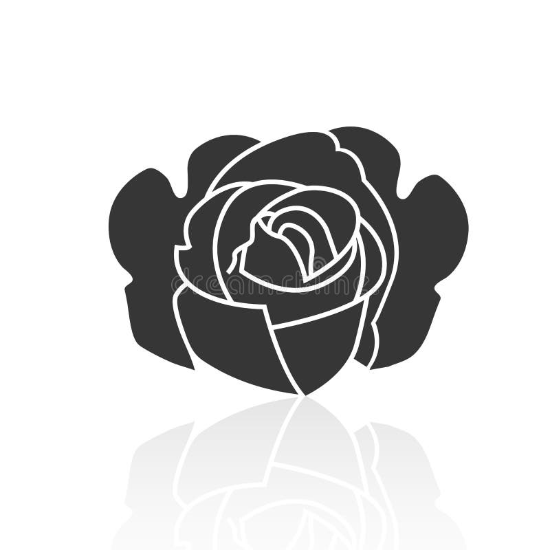 Solid Icons for Rose Flower and Shadow,vector Illustrations Stock ...