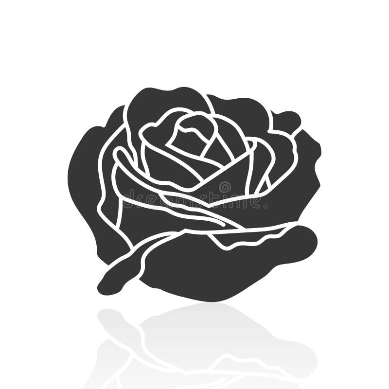 Solid Icons for Rose Flower and Shadow,vector Illustrations Stock ...