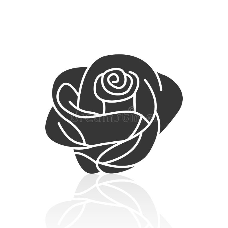 Solid Icons for Rose Flower and Shadow,vector Illustrations Stock ...