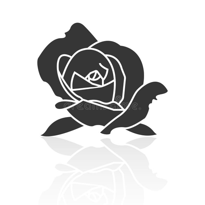 Solid Icons for Rose Flower and Shadow,vector Illustrations Stock ...