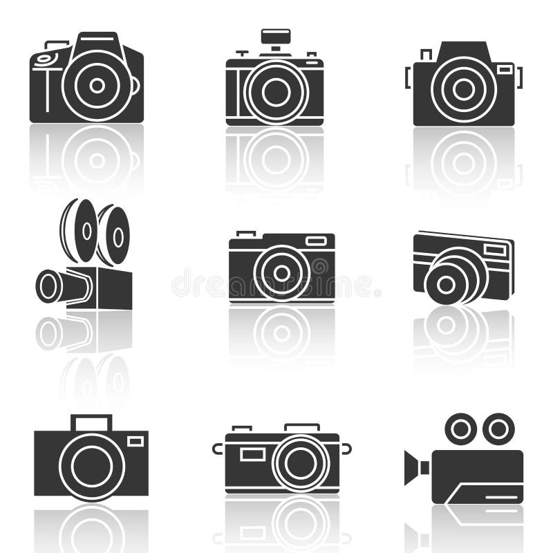 Solid Icons Set,Camera and Shadow,vector Illustrations Stock Vector ...