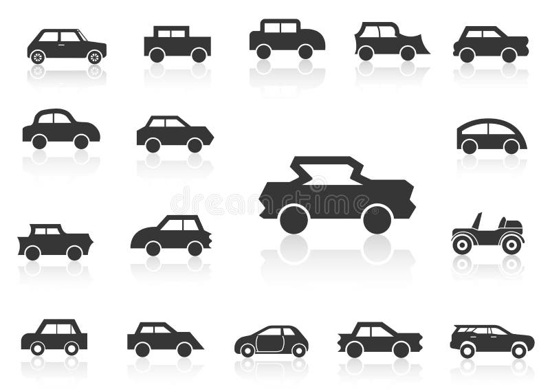 Solid Icons Set,transportation,Black Car Side View and Shadow,vector ...