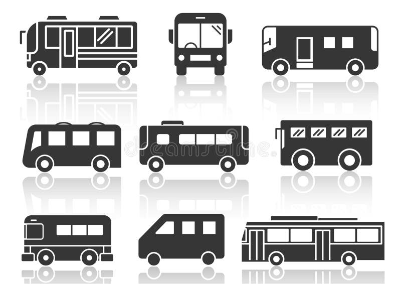 Solid Icons Set,transportation,Bus and Shadow,vector Illustrations ...