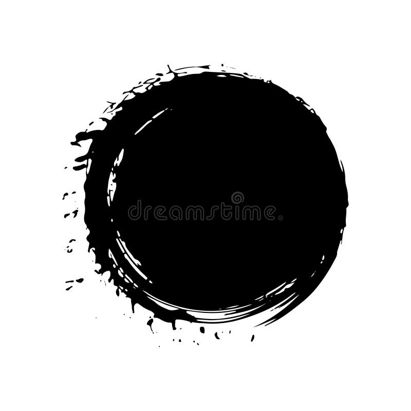 Solid Ink Circle. Bold Black Circular Ink Shape with Rugged Edges ...