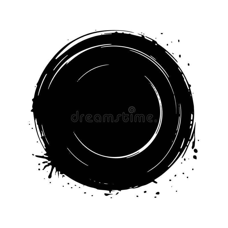 Solid Ink Circle. Bold Black Circular Ink Shape with Rugged Edges ...