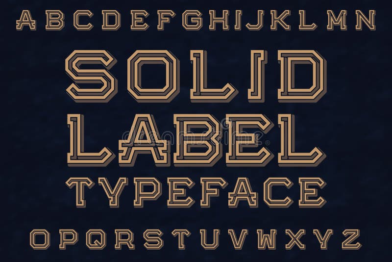 Solid Label Typeface Font. Isolated English Alphabet Stock Vector ...