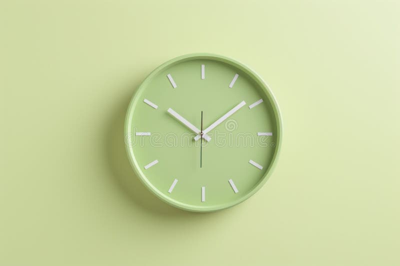 Solid Light Green Clock Face Front View AI Generated Stock Illustration ...