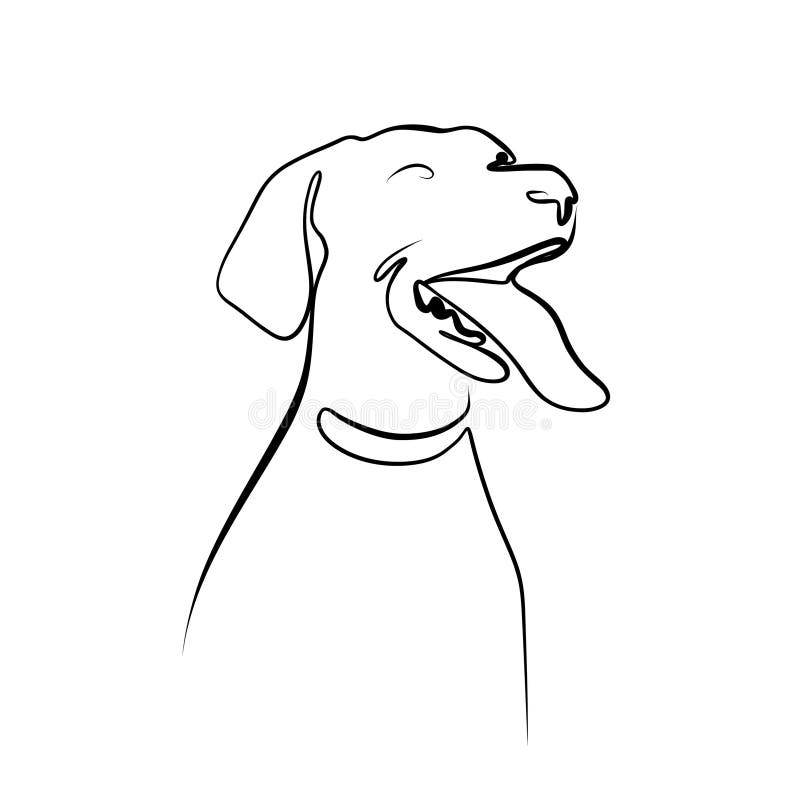 Solid Line Drawing. Line Drawing of a Dog Stock Vector - Illustration ...
