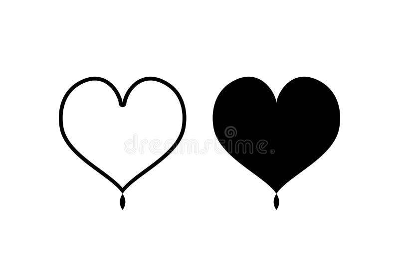 Solid Love Icon and Outline. Black Heart Stock Vector - Illustration of ...