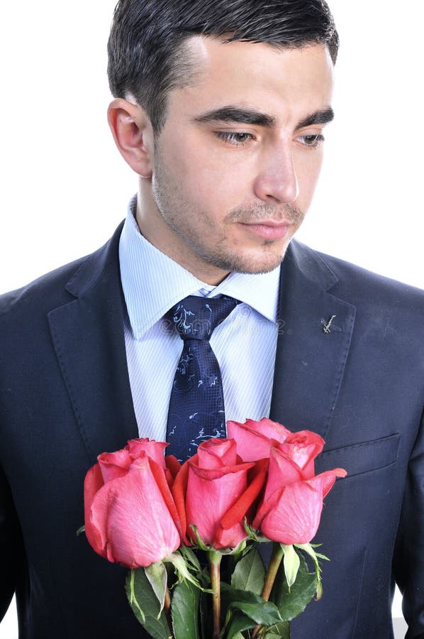 Solid Man in a Suit with Roses. Stock Photo - Image of love, rose: 23495148