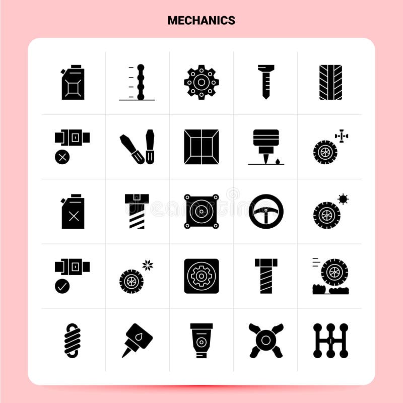 25 Mechanics Icon Set. 100 Editable EPS 10 Files Stock Vector ...