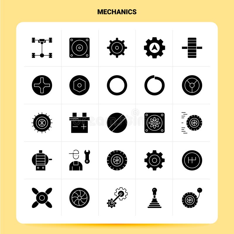 25 Mechanics Icon Set. 100 Editable EPS 10 Files Stock Vector ...