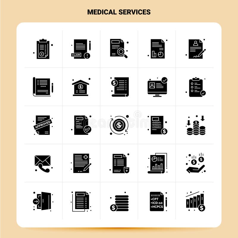 Solid 25 Medical Services Icon Set. Vector Glyph Style Design Black ...