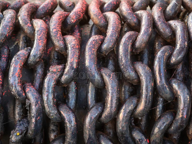 Solid Metal Chain on a Anchor Roll of a Ship. Power and Security ...