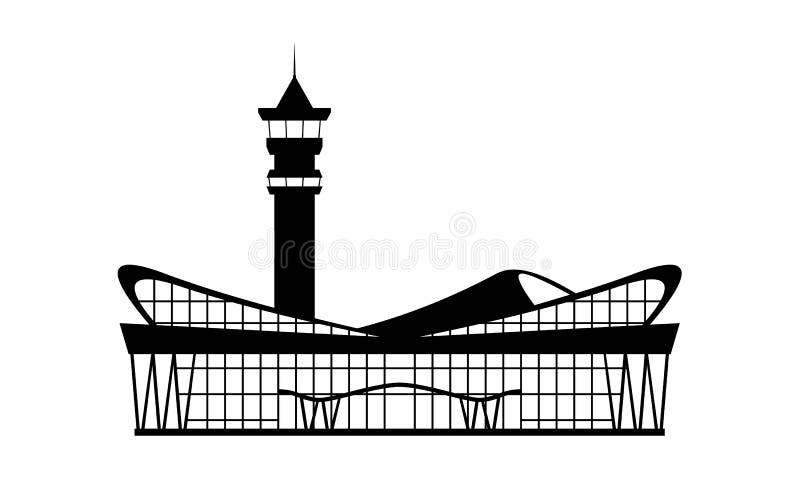 Solid Modern Airport Terminal Building Icon. Isolated Flat Design ...