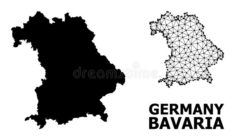 Solid and Network Map of Bavaria State Stock Vector - Illustration of ...